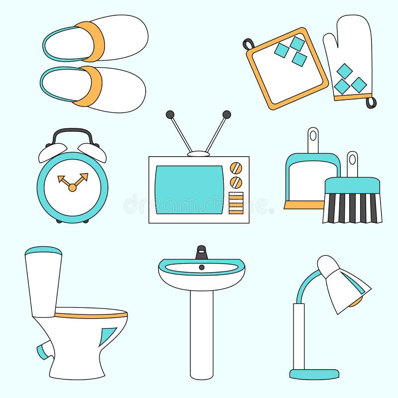 Vector Set of Household Items Design Flat Icons Stock Vector ...