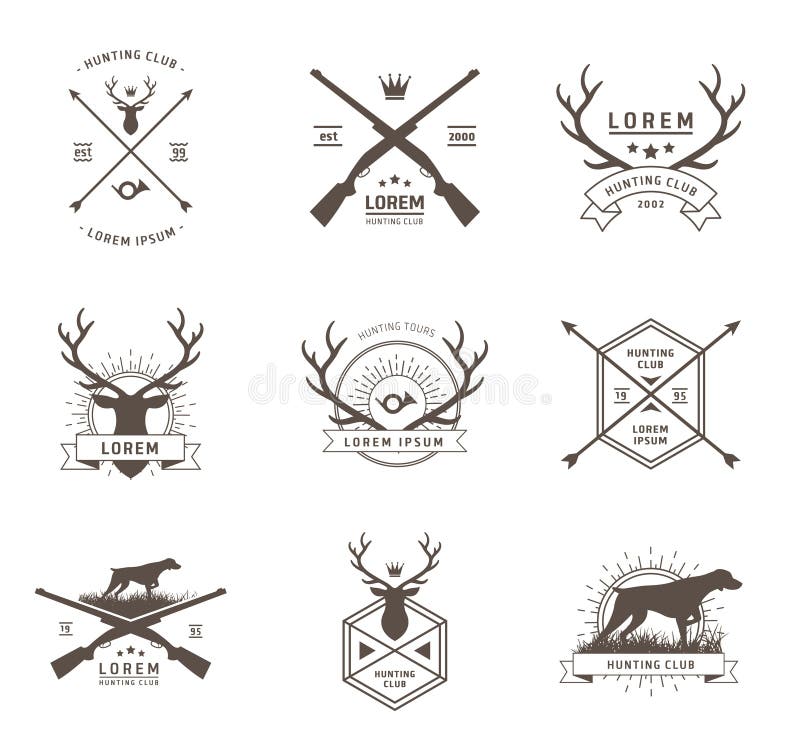 Vector Set of Hunting Labels Stock Vector - Illustration of hound ...