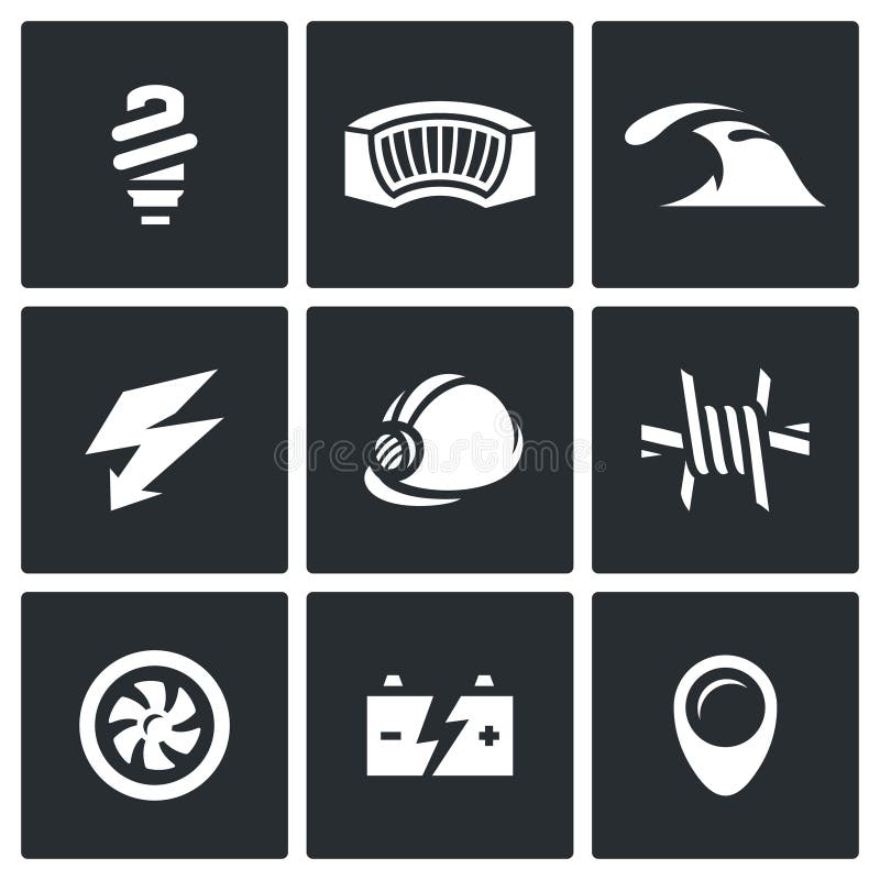 Vector Set of Hydroelectric Station Icons. Stock Vector - Illustration ...