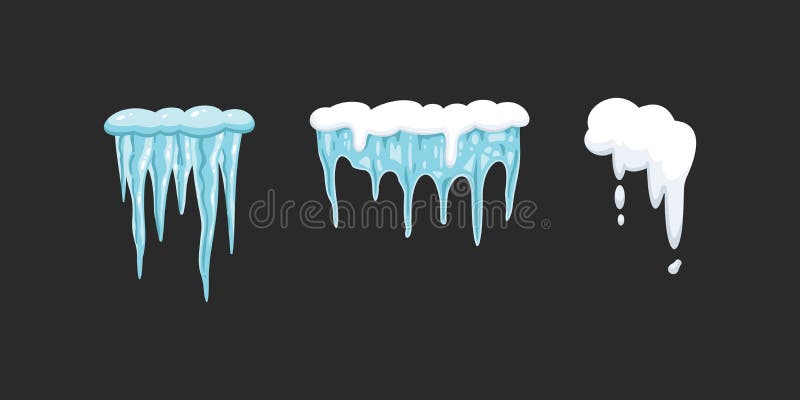 Vector Set of Icicles in Cartoon Style. Snow and Ice Vector Frames ...
