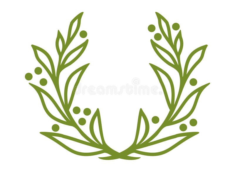 Vector Set Icon of Laurel Wreath. Retro Emblem of Green Laurel Wreath ...