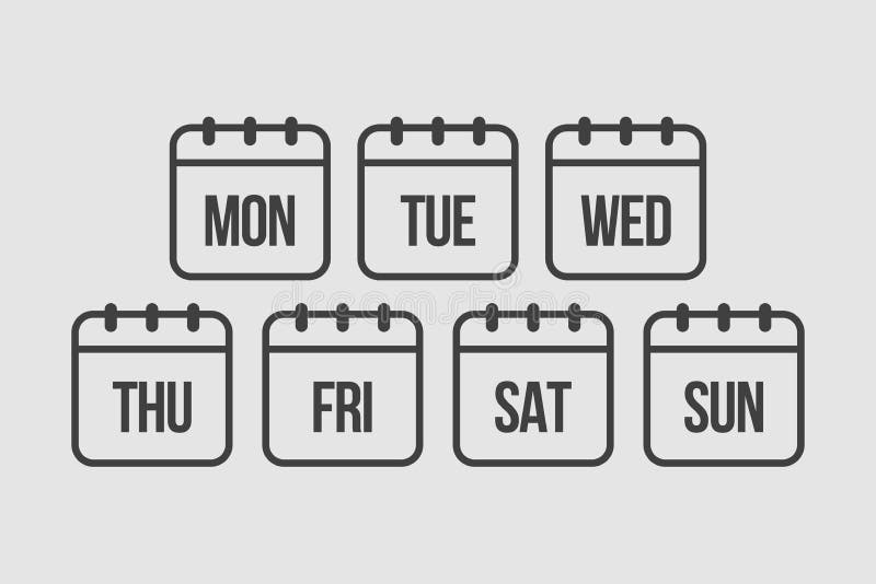 Vector Set Icon Page Calendar, Days of the Week Stock Vector ... Vector Set Icon Page Calendar, Days of the Week Stock Vector ...