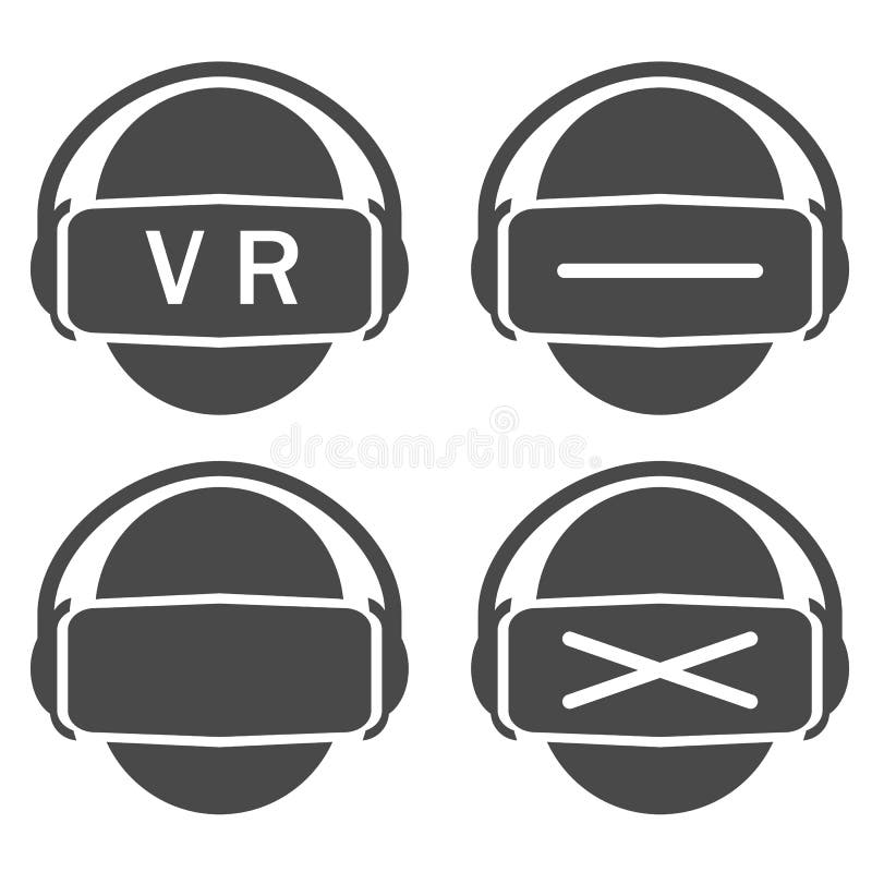 Vector Set Icon Virtual Reality or Vr Silhouette Stock Vector ...