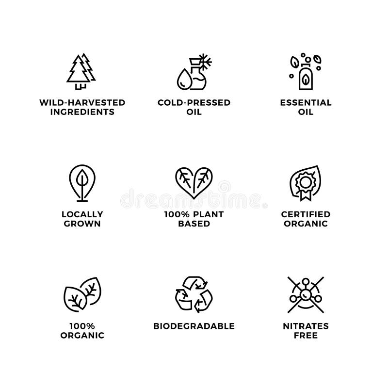 Set of Icons for Organic Food and Restaurants Stock Vector ...