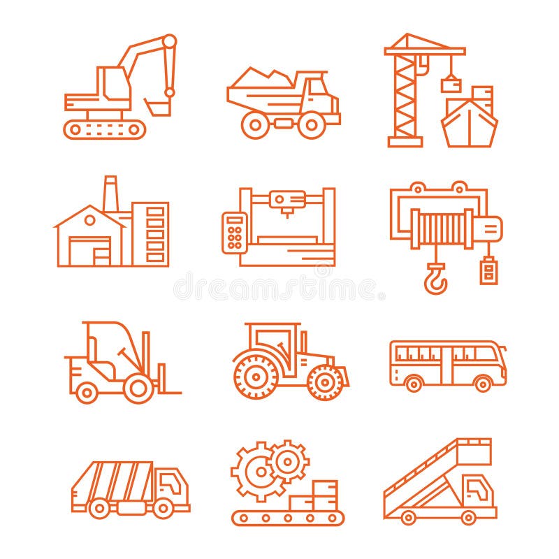 Vector Set of Icons for Construction Vehicles. Stock Vector ...