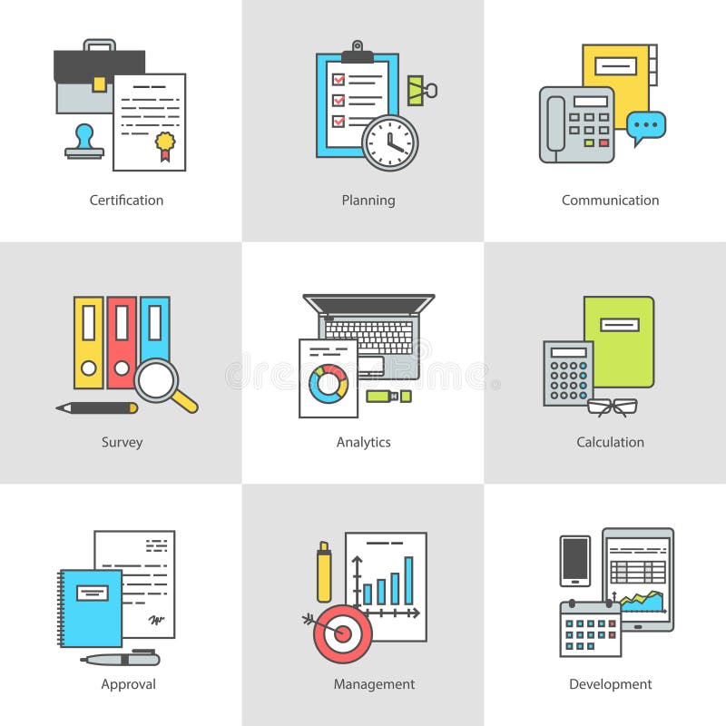 Vector Set of Icons Documents, Management and Control Stock Vector ...