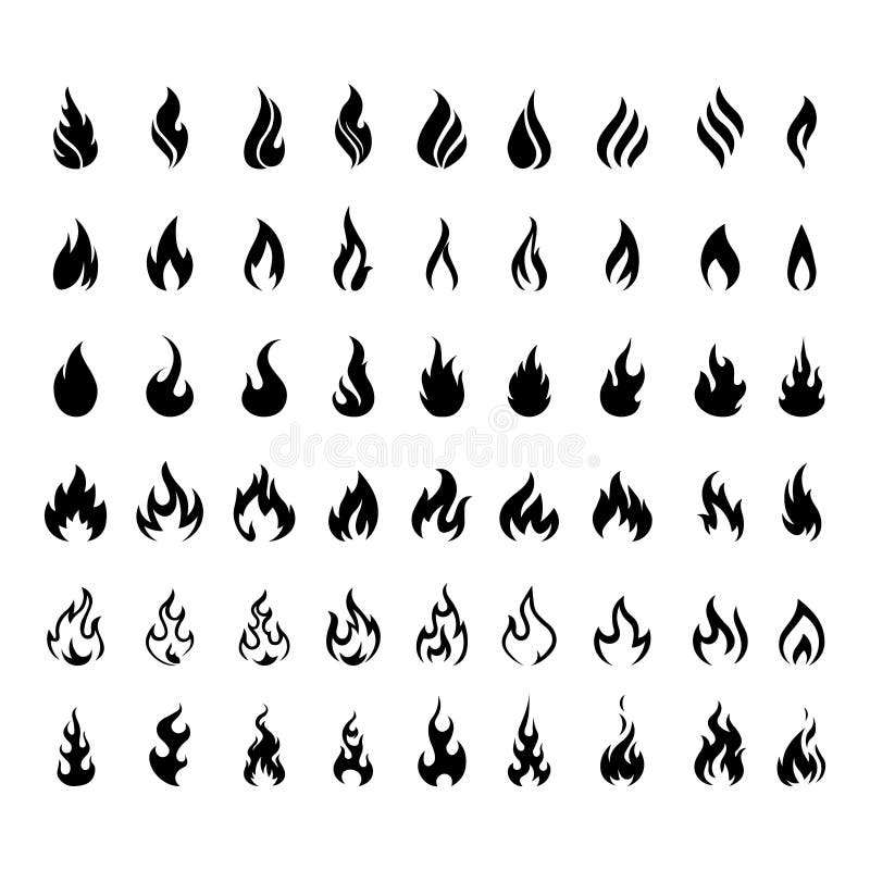 Flame Icons. Flame Logo, Fire Icon. Vector Set of Icons for Fire Stock ...