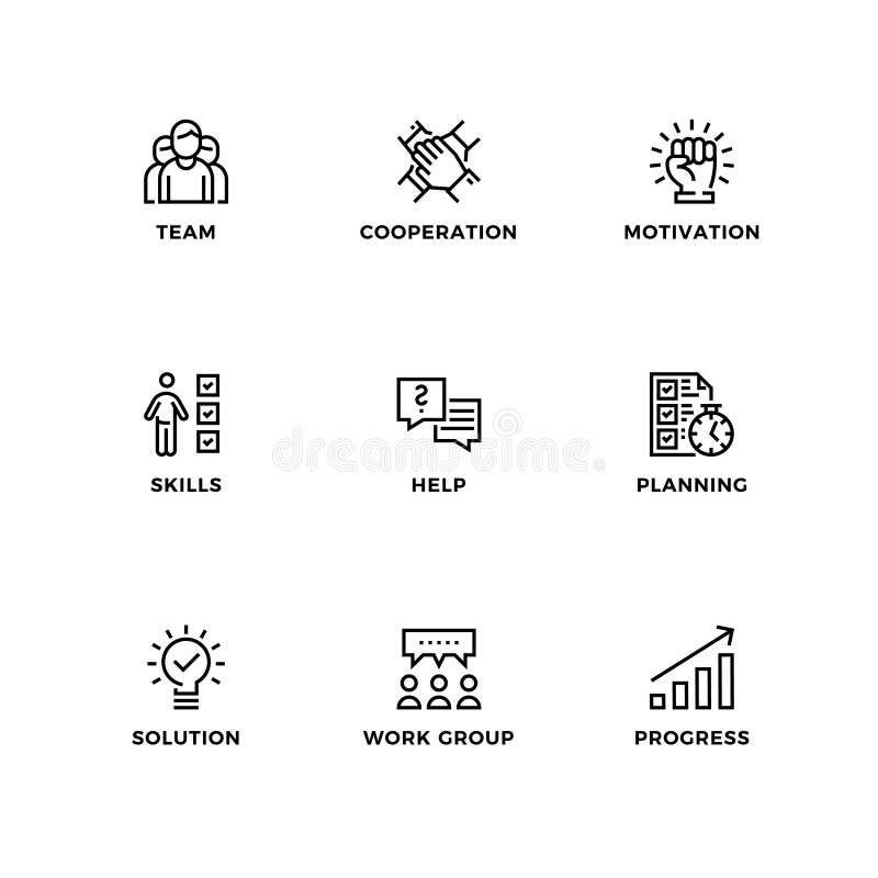 Vector Set of Icons for Teamwork Stock Vector - Illustration of ...