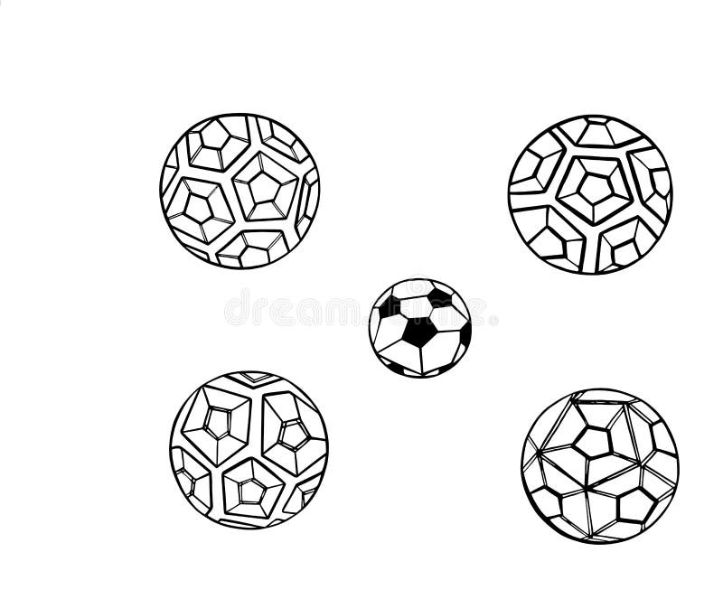 Vector Set Illustration of the Abstract Contour Soccer Ball Stock ...