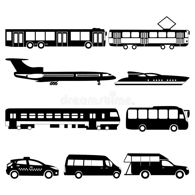 Vector Set Illustration of Black Public Transport Stock Illustration ...
