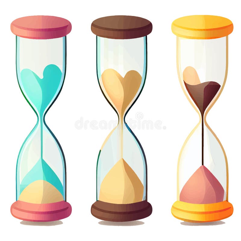 Vector Set Illustration in Cartoon Style of Sandglass Hour Stock Vector ...