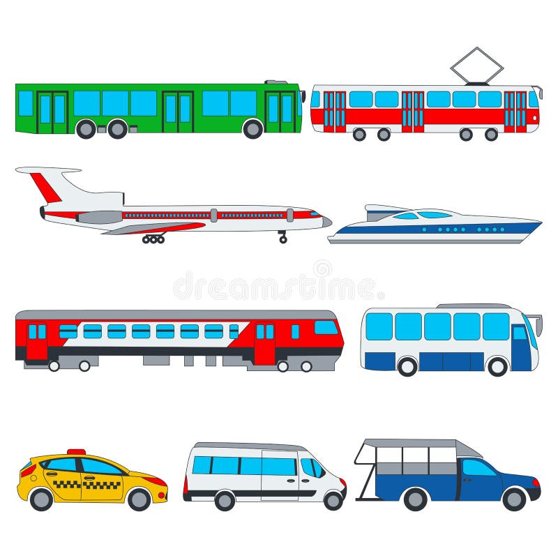 Vector Set Illustration of Color Public Transport Stock Vector ...
