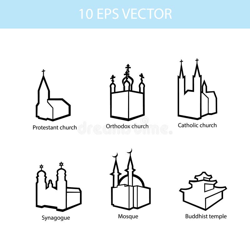 Vector Set Illustration of Temples Stock Vector - Illustration of house ...