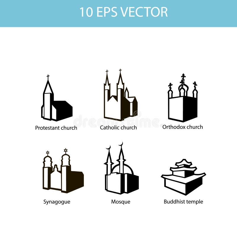 Vector Set Illustration of Temples Stock Vector - Illustration of ...