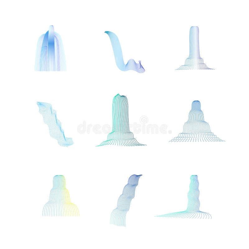 Vector Set of Illustration of Waterfall Cascade Stock Vector ...