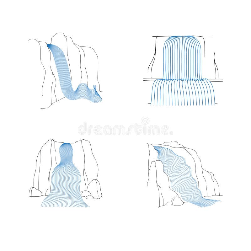 Vector Set of Illustration of Waterfall Cascade Stock Illustration ...