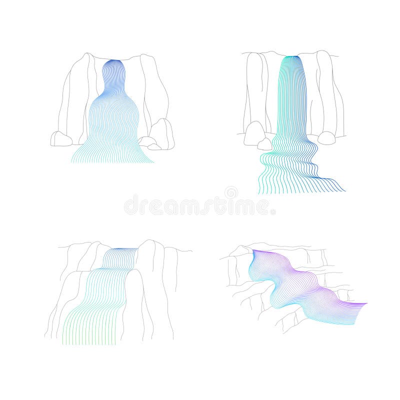 Vector Set of Illustration of Waterfall Cascade Stock Vector ...