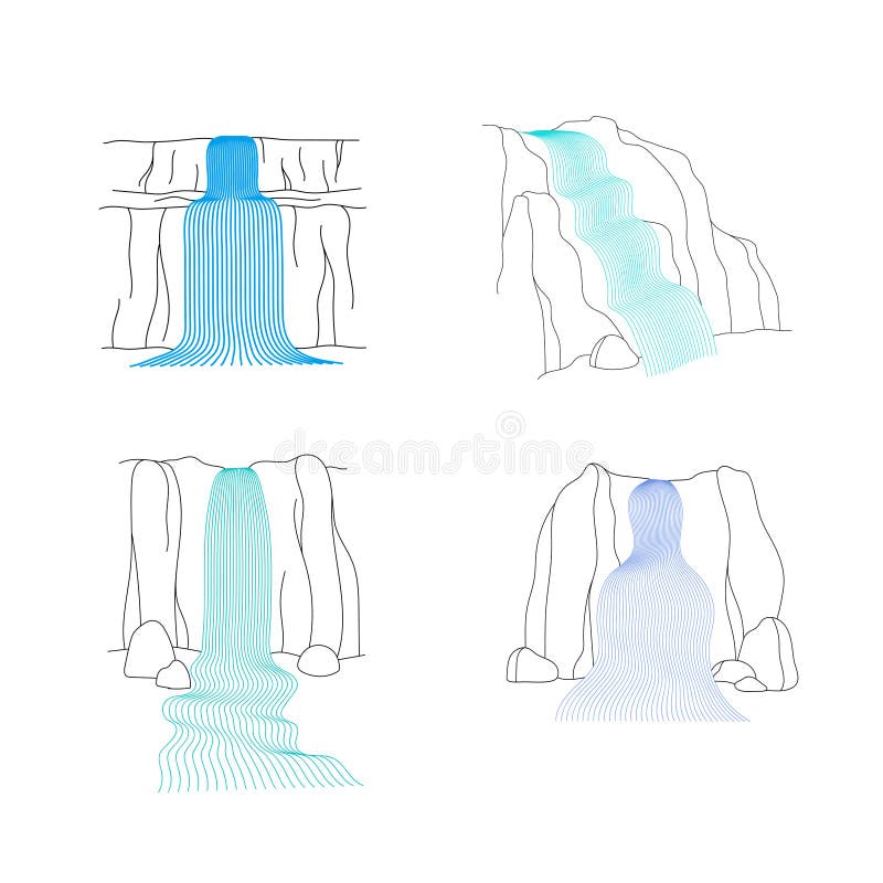Vector Set of Illustration of Waterfall Cascade Stock Vector ...