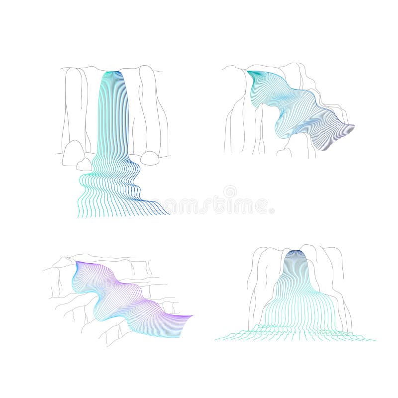 Vector Set of Illustration of Waterfall Cascade Stock Vector ...