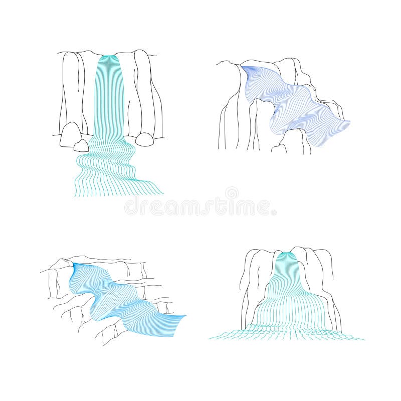Vector Set of Illustration of Waterfall Cascade Stock Vector ...
