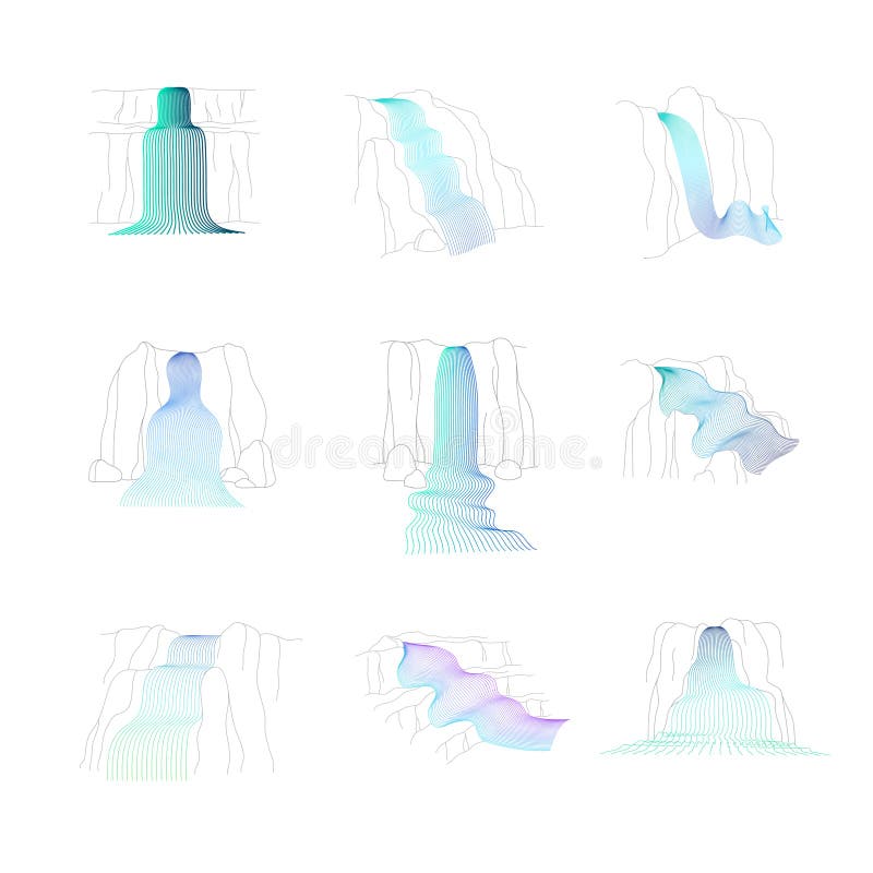 Vector Set of Illustration of Waterfall Cascade Stock Vector ...