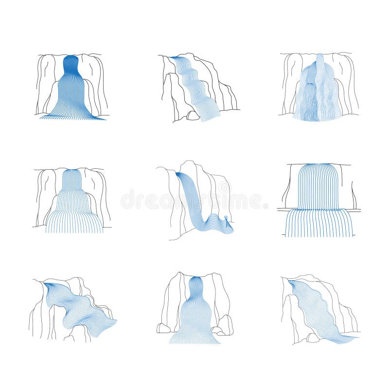 Vector Set of Illustration of Waterfall Cascade Stock Vector ...