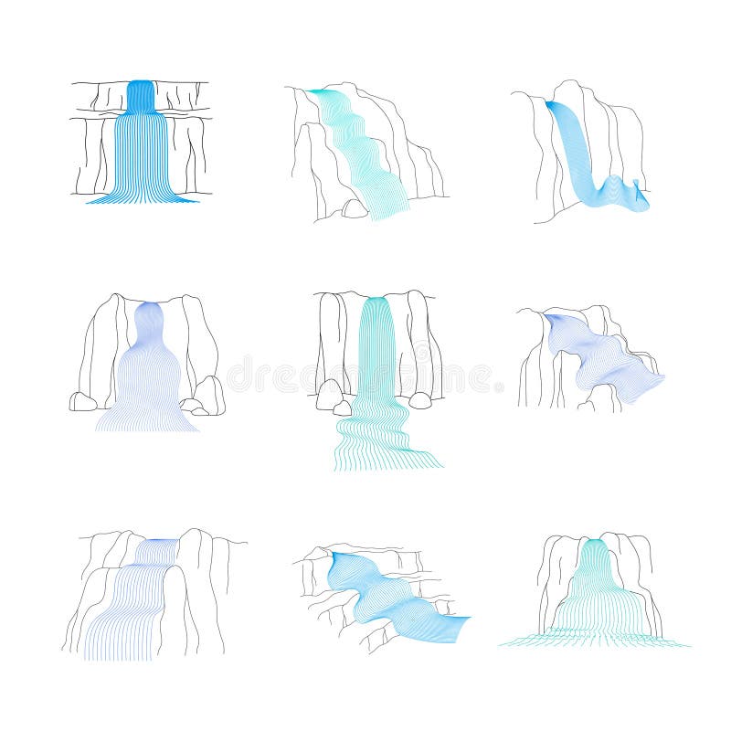 Vector Set of Illustration of Waterfall Cascade Stock Vector ...