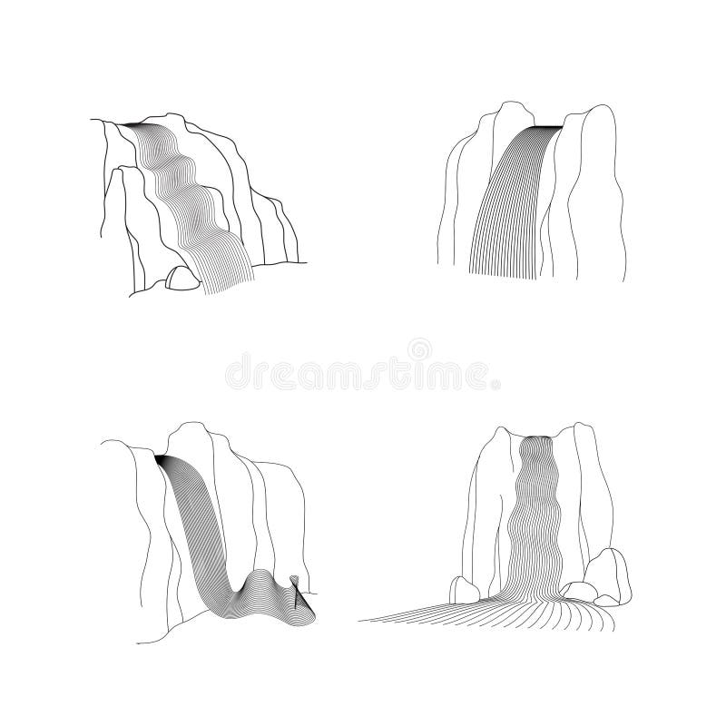 Vector Set Of Illustration Of Waterfall Cascade Stock Vector ...