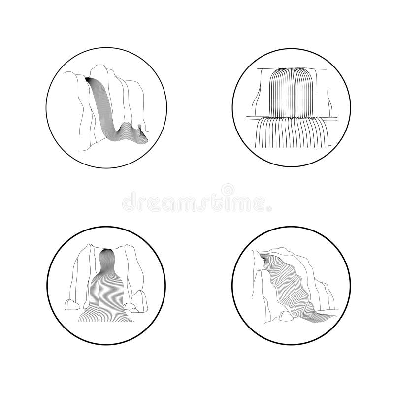 Vector Set of Illustration of Waterfall Cascade Stock Vector ...