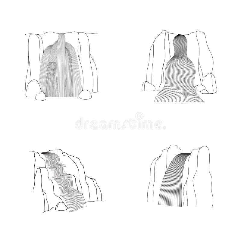 Vector Set of Illustration of Waterfall Cascade Stock Vector ...
