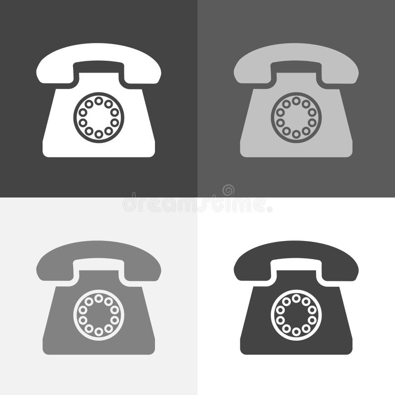 Vector Set Image of Retro Phone. Vector Phone Icon on on White-grey ...