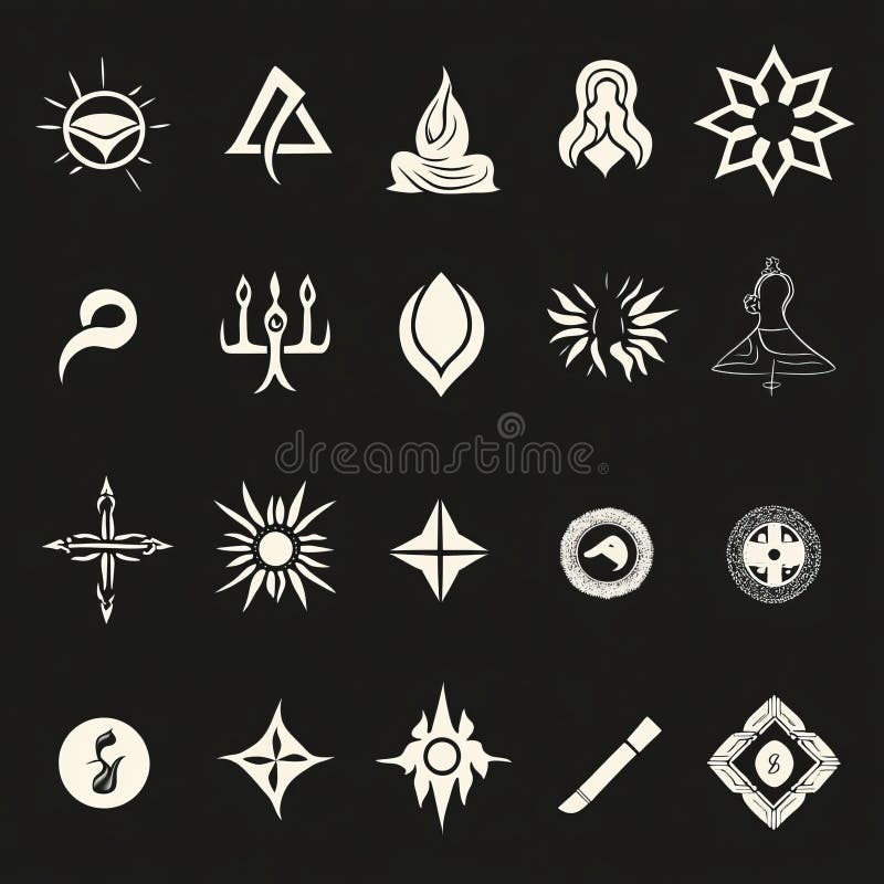 Vector Set of Indian Symbols. Monochrome Design Elements Stock ...
