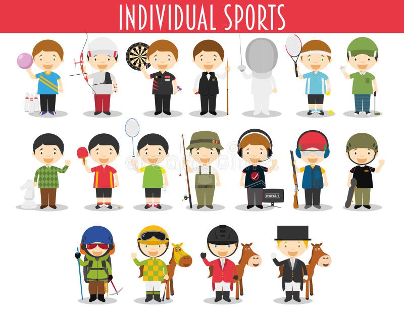 Vector Set of Individual Sports in Cartoon Style Stock Vector ...
