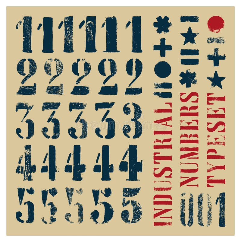 Stencil Numbers with Dirty Spray Paint Texture Isolated on White Stock ...
