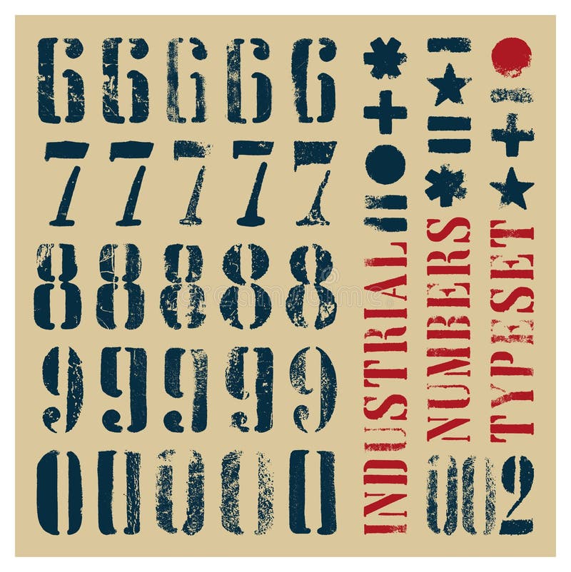 Stencil Numbers with Dirty Spray Paint Texture Isolated on White Stock ...