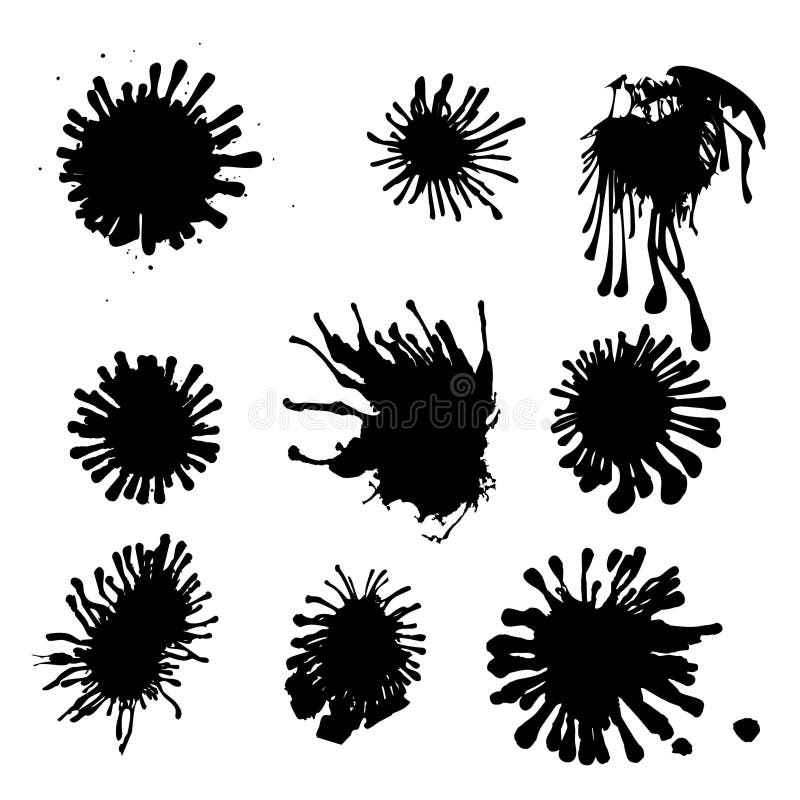 Vector set ink blots stock vector. Illustration of splodge - 85419122
