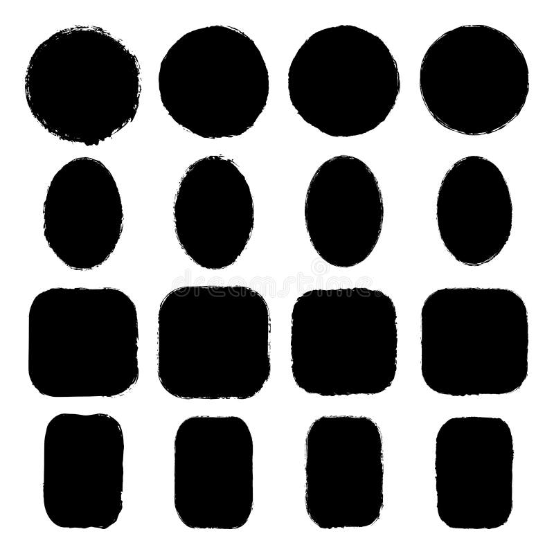Vector Set of Ink-stained Oval, Round, Rectangular, Square Grunge ...