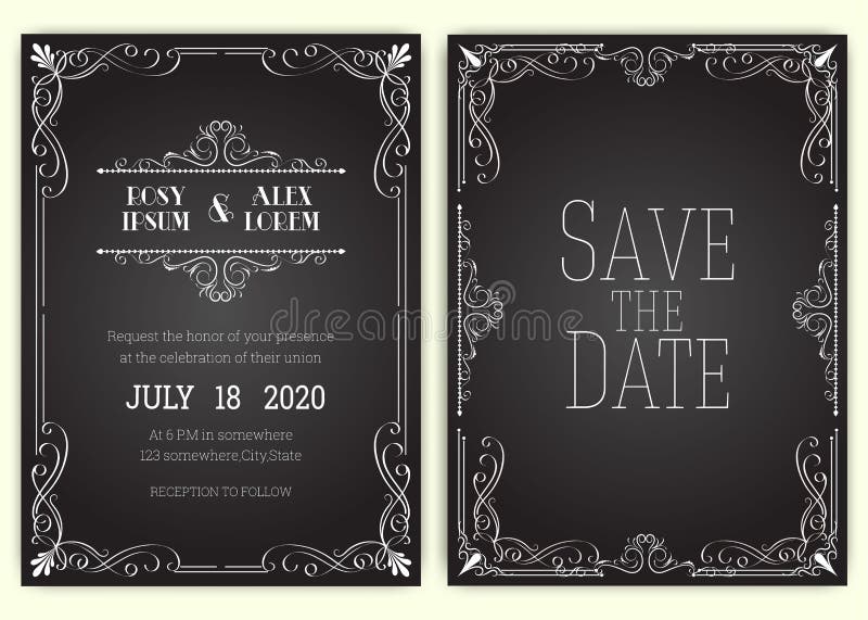 Vector Set of Invitation Cards with Elements Wedding Collection Stock ...