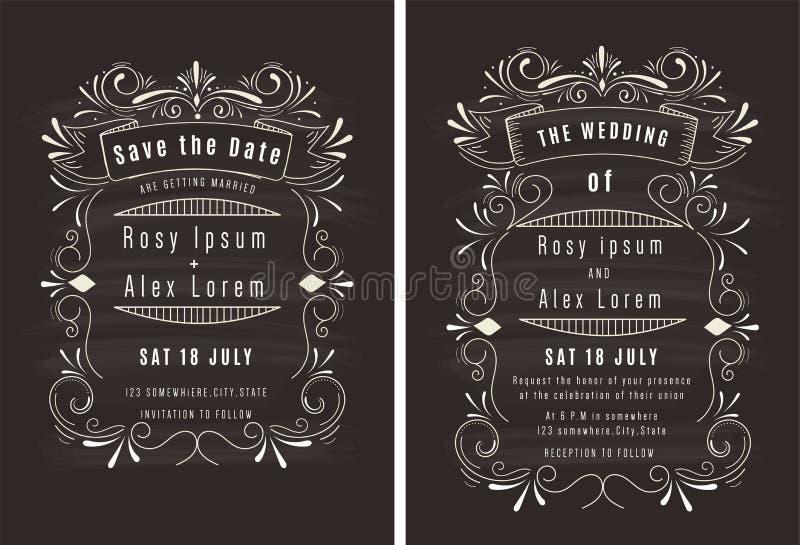 Vector Set of Invitation Cards with Elements Wedding Collection Stock ...