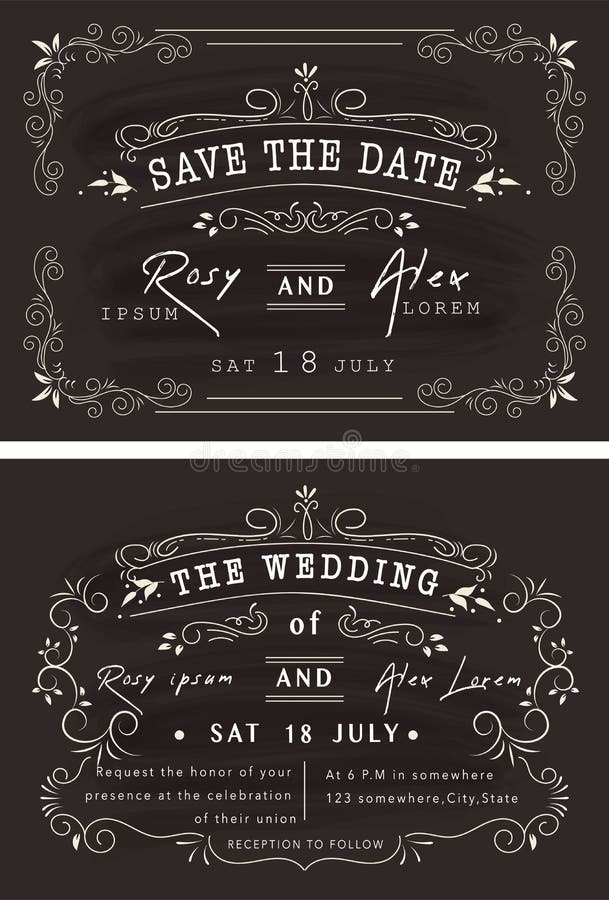 Vector Set of Invitation Cards with Elements Wedding Collection Stock ...
