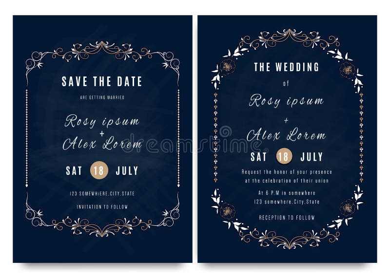 Vector Set of Invitation Cards with Elements Wedding Collection Stock ...