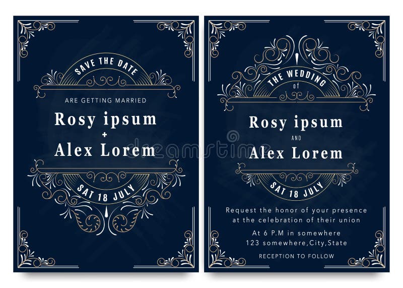 Vector Set of Invitation Cards with Elements Wedding Collection Stock ...