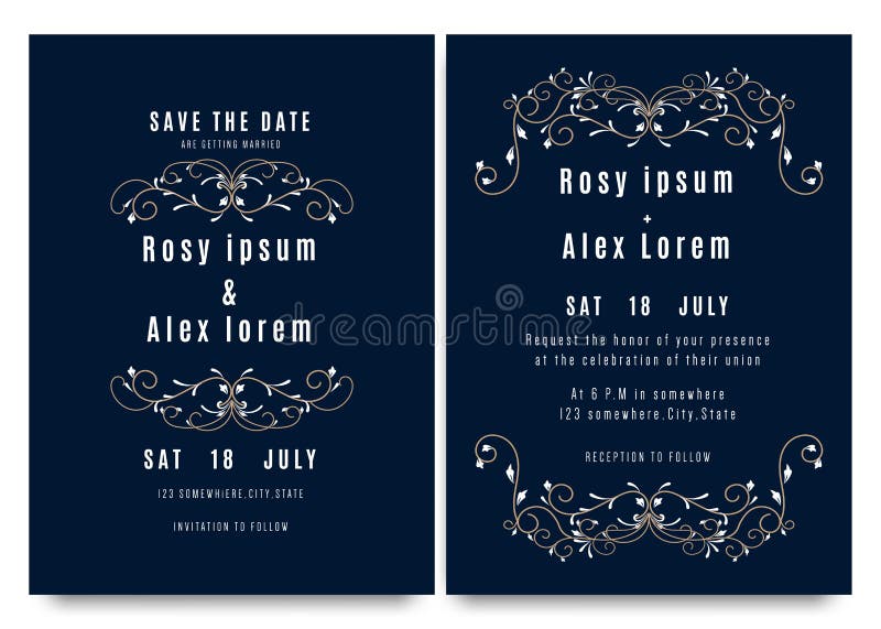 Vector Set of Invitation Cards with Elements Wedding Collection Stock ...