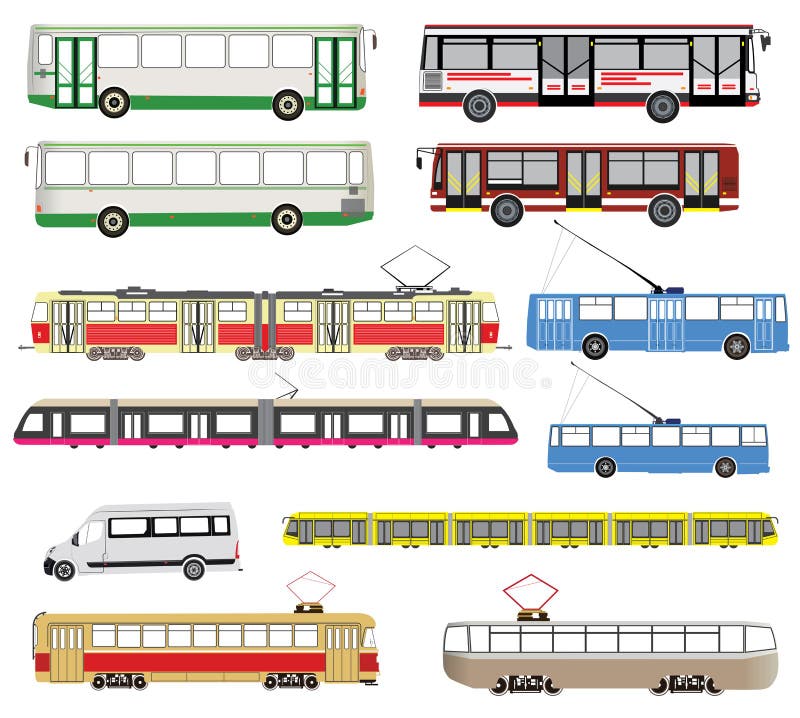 Vector Set of Isolated Public Transport Stock Vector - Illustration of ...