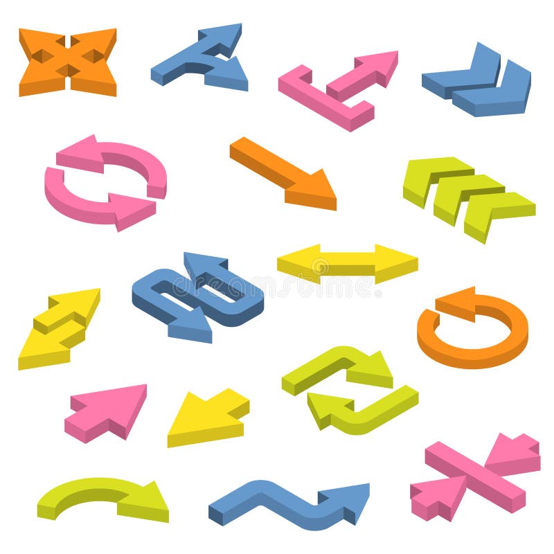 Vector Set of Isometric Arrows Stock Vector - Illustration of circle ...