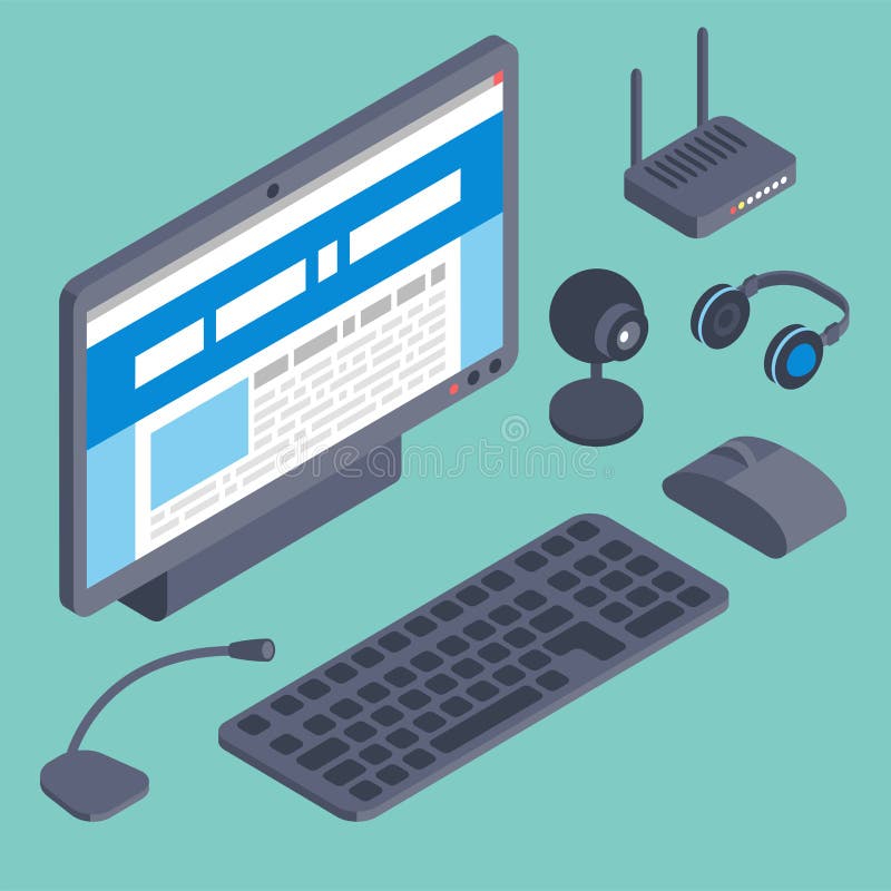 Vector Set of Isometric Computer Devices Icons Wireless Technologies Mobile Communication 3d ...