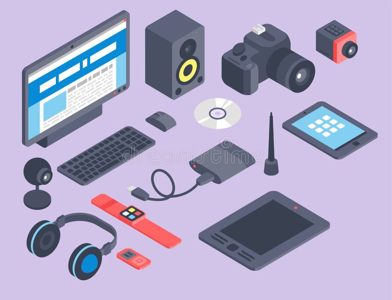 Vector Set of Isometric Computer Devices Icons Wireless Technologies ...