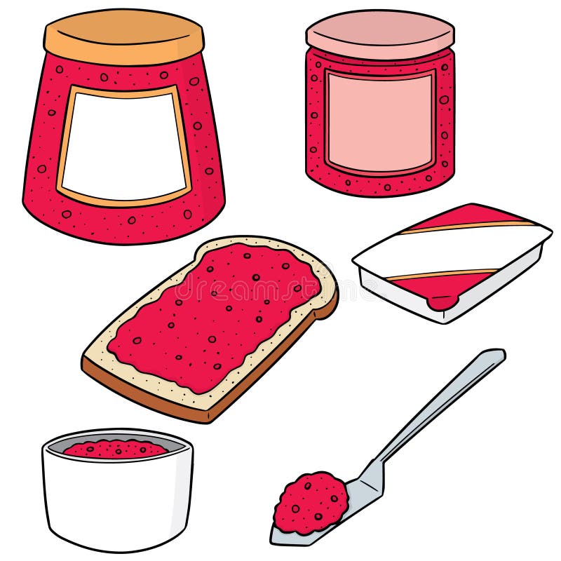 Vector set of jam stock vector. Illustration of dessert - 118227789