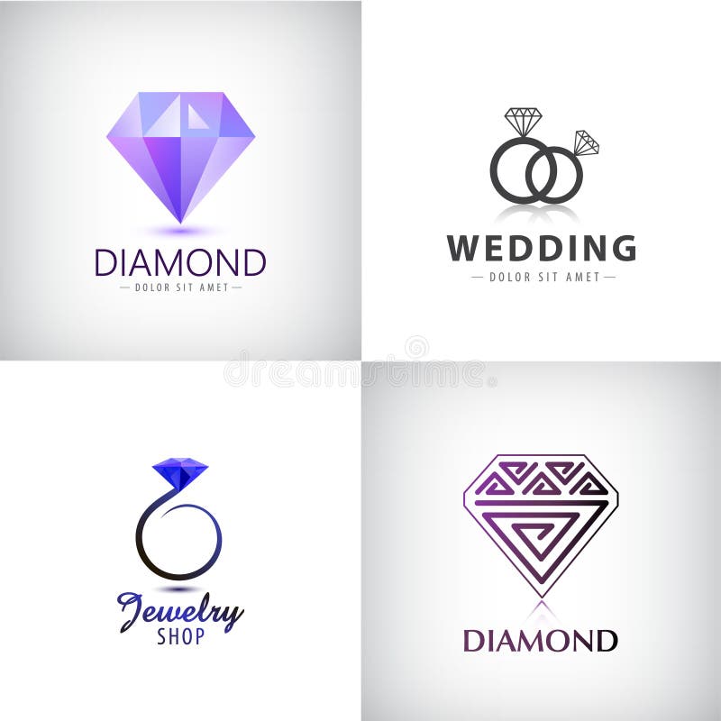 Vector Set of Jewellery Logos. Ring, Wedding Stock Vector ...