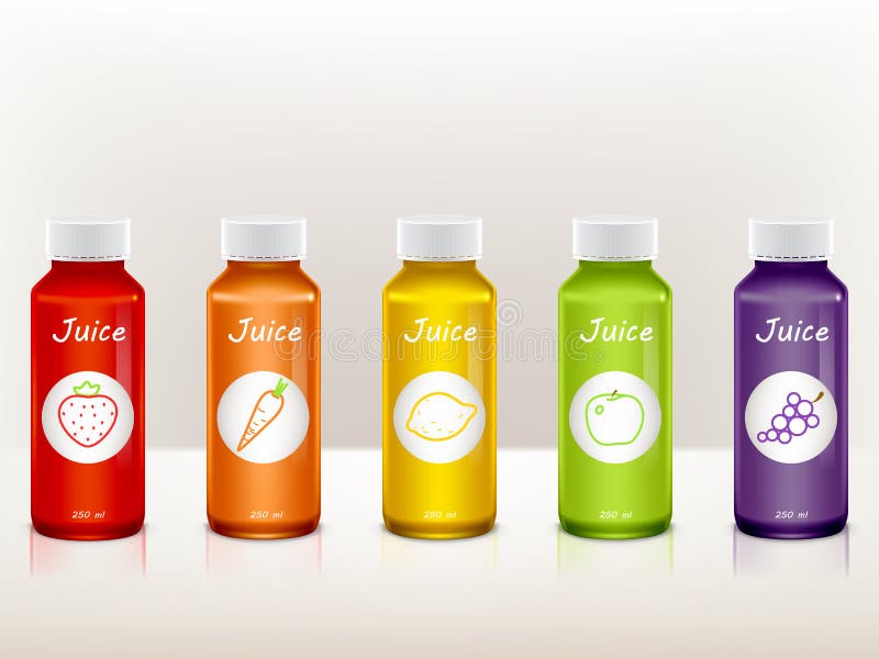 Vector Set of Juice Bottles with Fruit Icons Stock Vector ...
